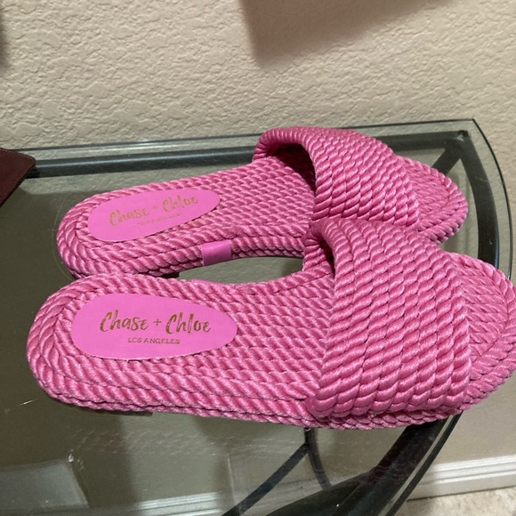 Chase + Chloe | Shoes | Chase Chloe Los Angeles New Pink Woven Sandals ...